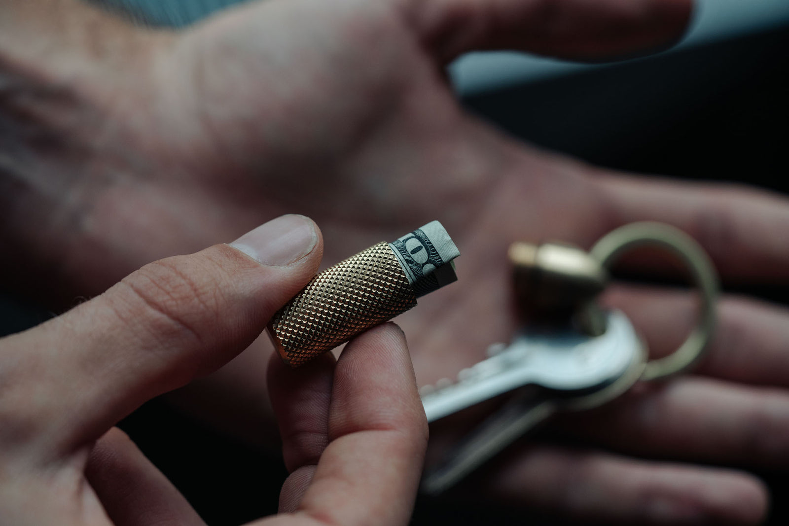 Personalised brass Key Cache by Wingback