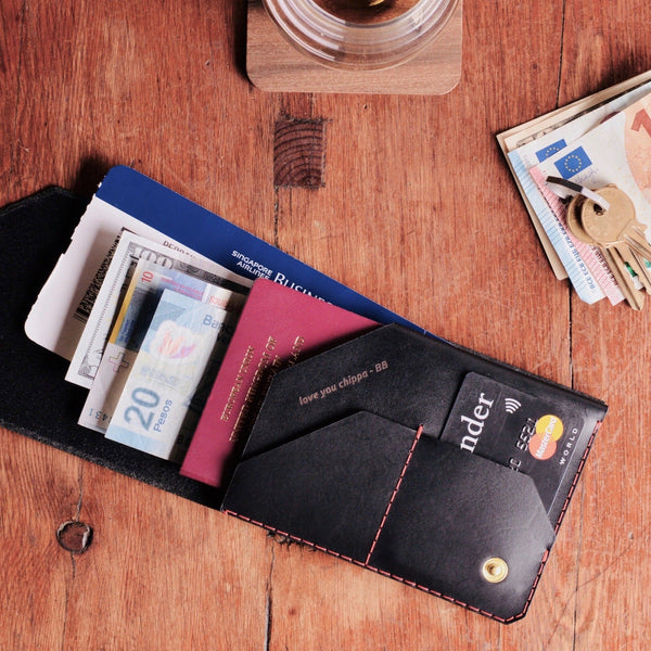 Charcoal Travel Wallet | Personalised men’s wallets | WINGBACK - Wingback